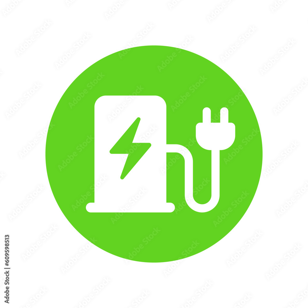 Electric vehicles charging point icon, EV car charge station circle ...