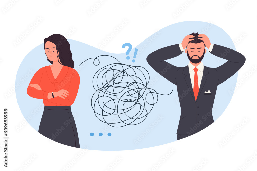 Misunderstanding between business partners vector illustration. Cartoon ...