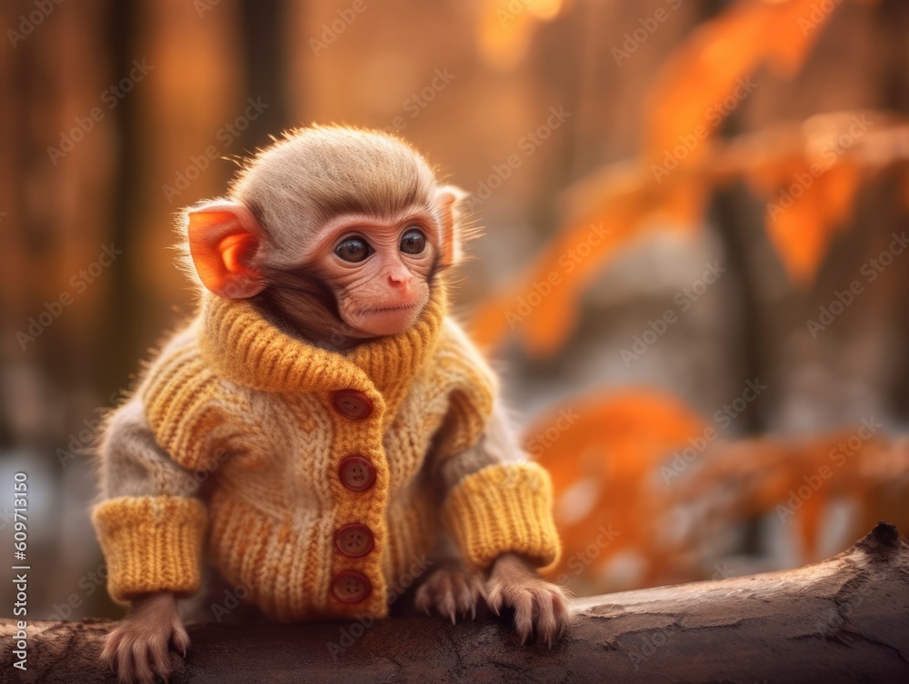 a little monkey wearing a sweater Stock Illustration | Adobe Stock