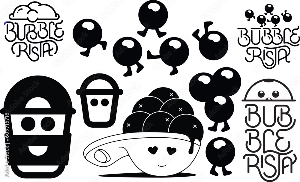 bubble and boba design asset Stock Vector | Adobe Stock