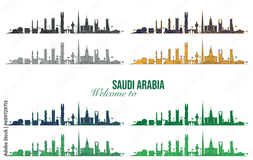 Kingdom of Saudi Arabia Famous Buildings with Traditional ornament ...