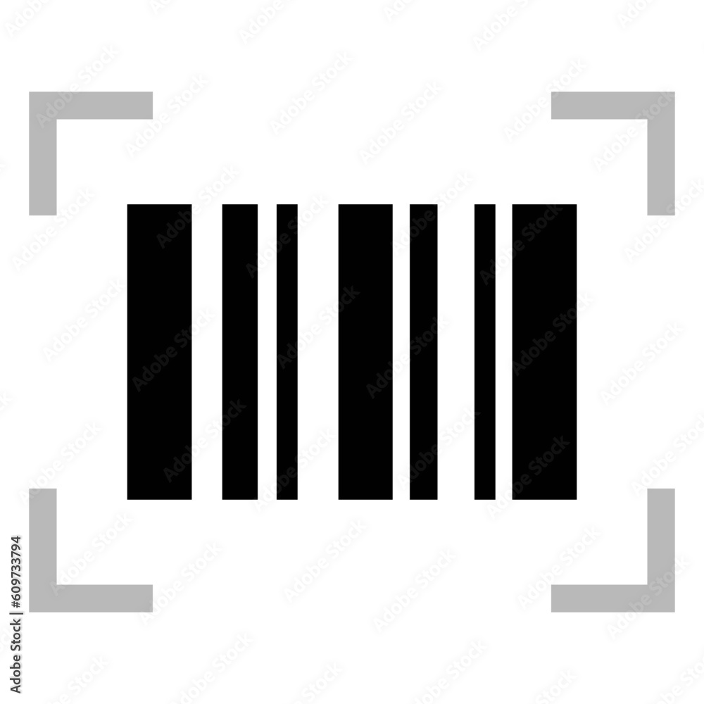 Black single scanning barcode on phone screen line icon, simple ...