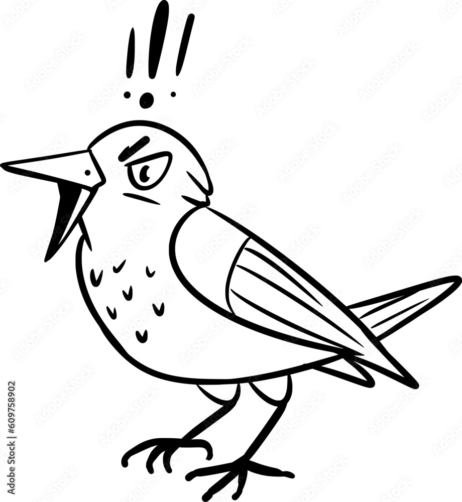 Vector de Stock Vector drawing of angry raven, crow. Hand drawn, black ...