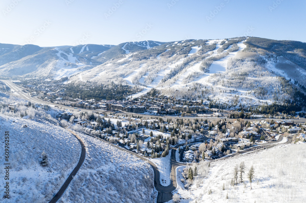 Town of Vail, Colorado Covered In Snow Stock Photo | Adobe Stock