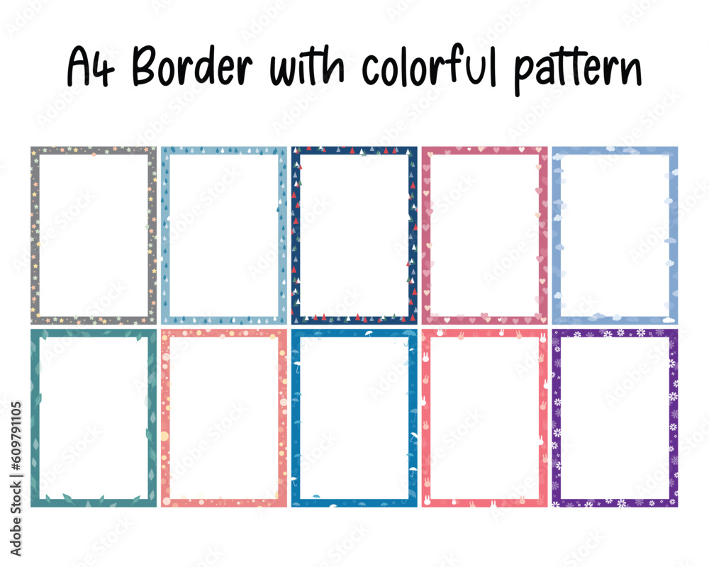 black space with cute a4 border frame illustration clipart for kids or ...