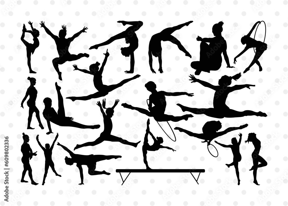 Gymnastic Silhouette, Gymnastics SVG, Gymnast Bundle, Sports svg ...