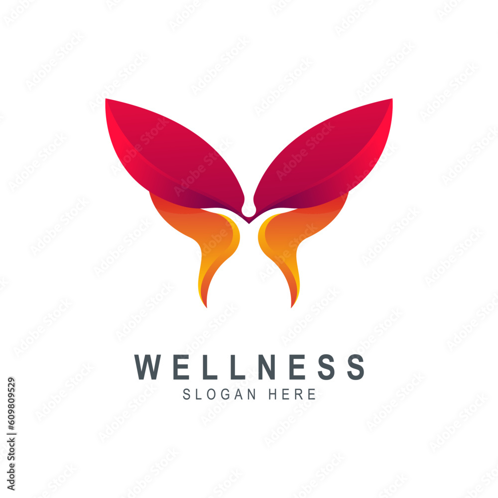 Healthcare concept business logo gradient design. Human butterfly logo ...