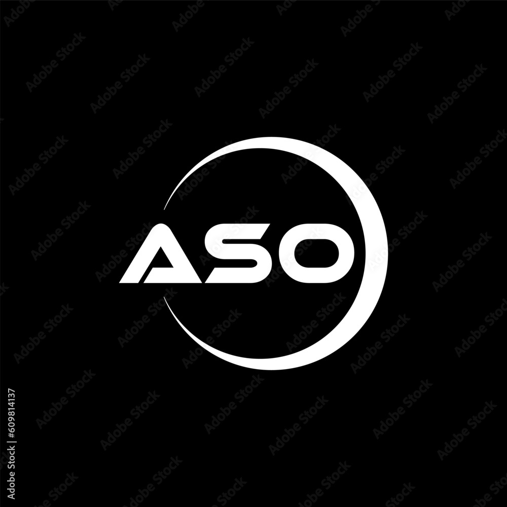 ASO letter logo design with black background in illustrator, cube logo ...