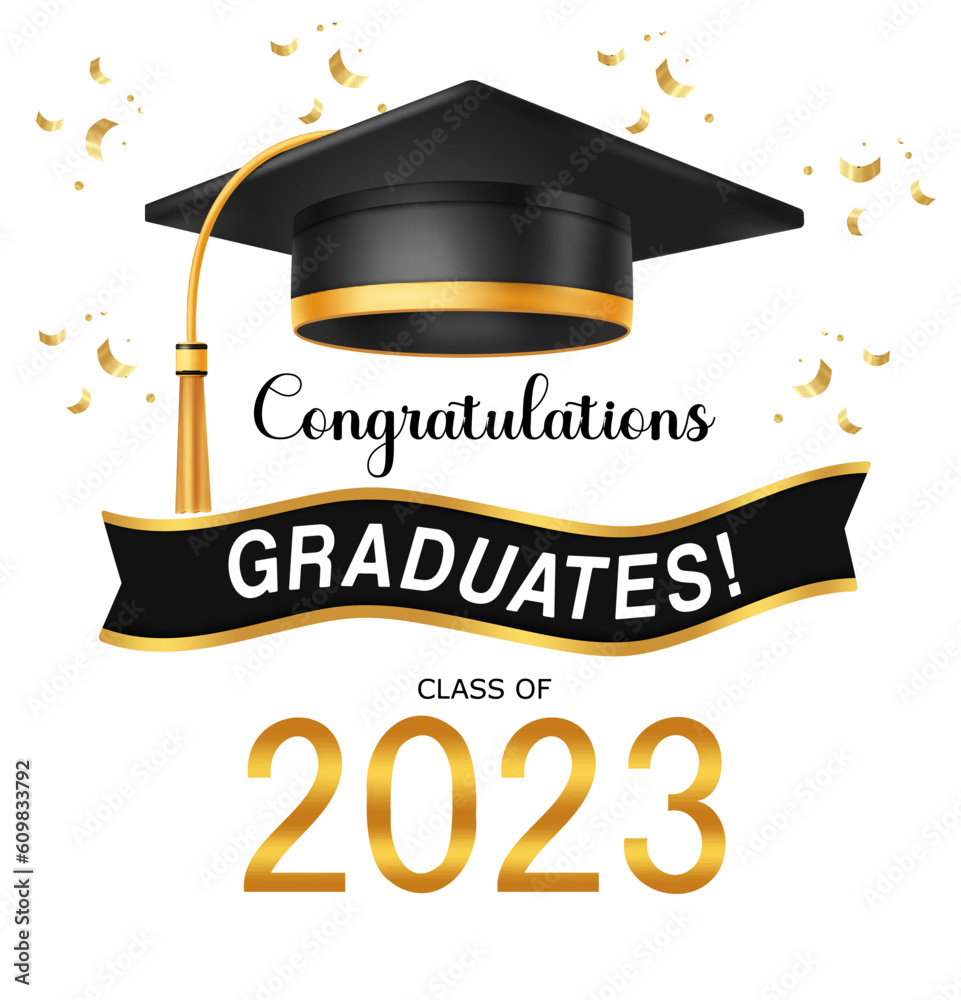 Congratulations greeting text vector design. Class of 2023 graduates on ...