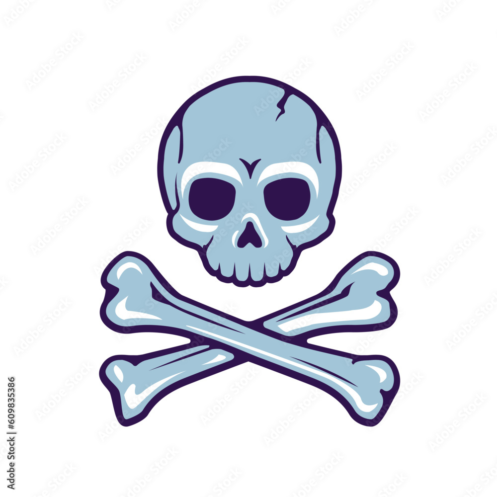 Skull and crossed bones vector illustration Stock Vector | Adobe Stock