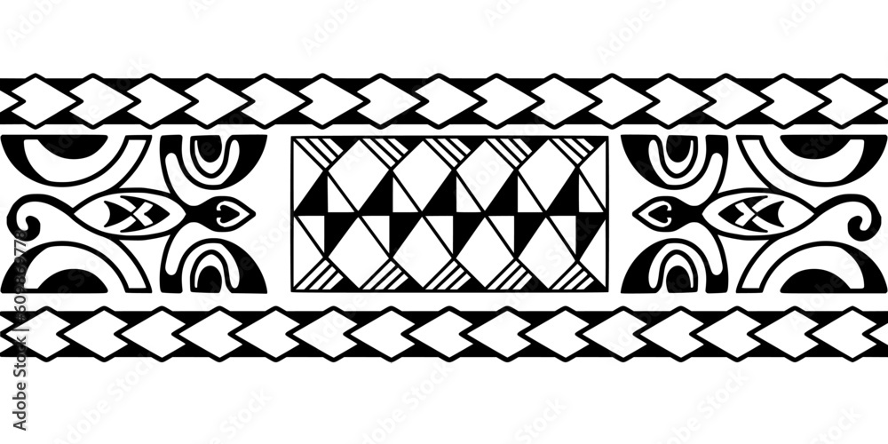 Polynesian border tattoo design. Pattern aboriginal samoan. Black and ...