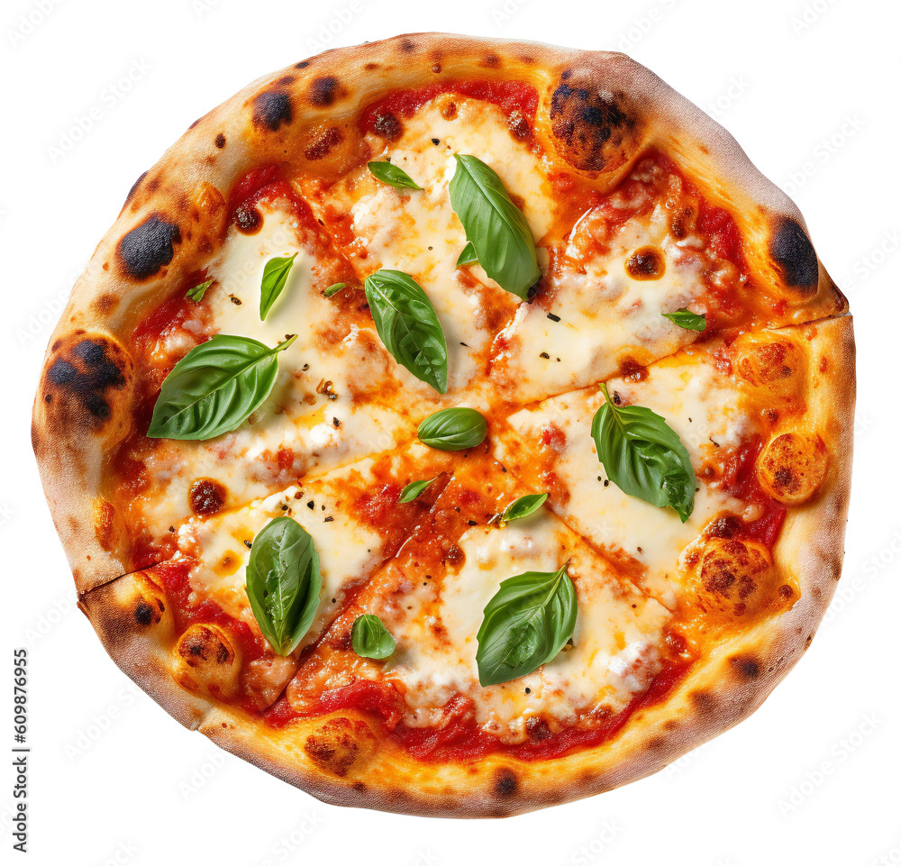 Stock-Illustration „Round pizza Margherita. Isolated on a transparent ...