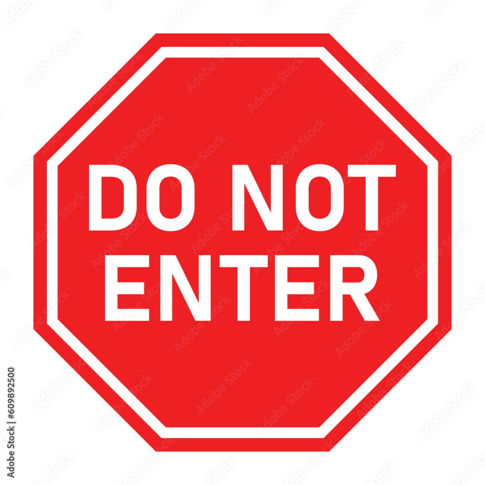 do not enter octagonal hand sign with text Stock Vector | Adobe Stock