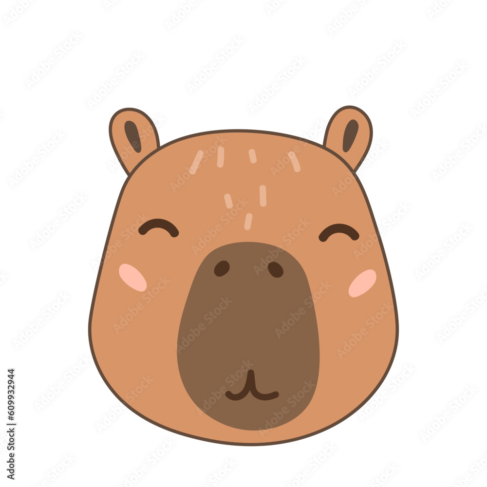 Cartoon capybara. Cute capybara face icon Stock Vector | Adobe Stock