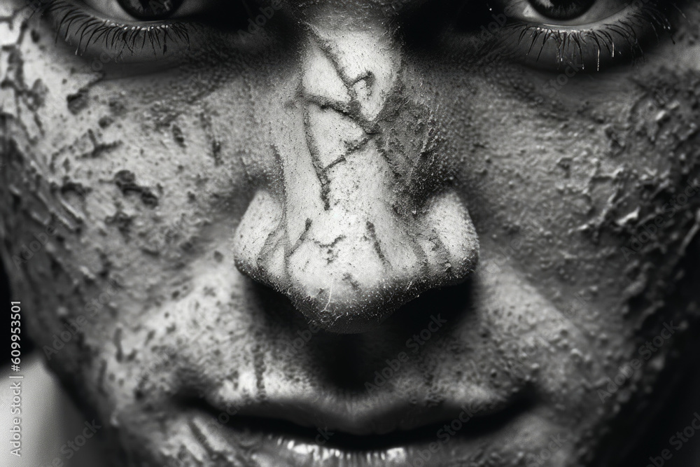 Grit and determination in the clenched jaw an unyielding stare that ...