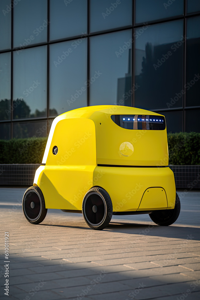 Starship food delivery robot is driving on the sidewalk, Robots are ...