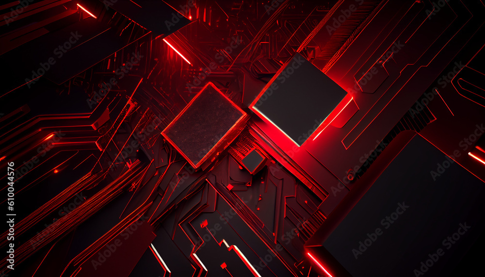 Red Technology Background Ai generated image Stock Illustration | Adobe ...