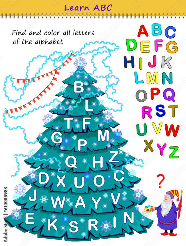 Stock-Vektorgrafik „Educational page for little children. Learn ABC ...