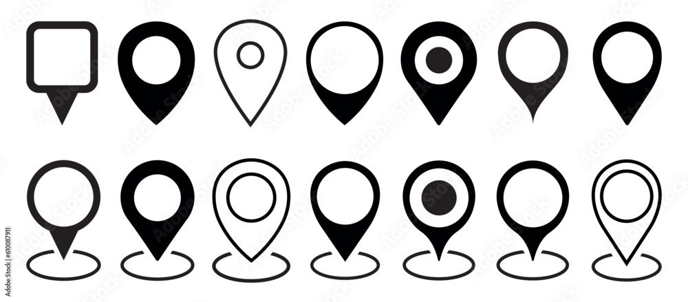 Location pin icon set. Map pin place marker.Location icon. Map marker ...