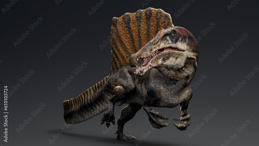Spinosaurus pose render of background. 3d rendering Stock Illustration ...