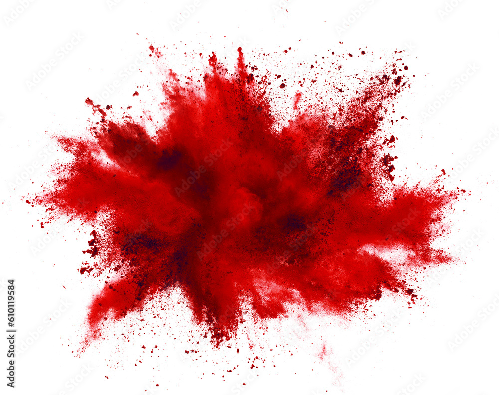 bright red holi paint color powder festival explosion burst isolated ...