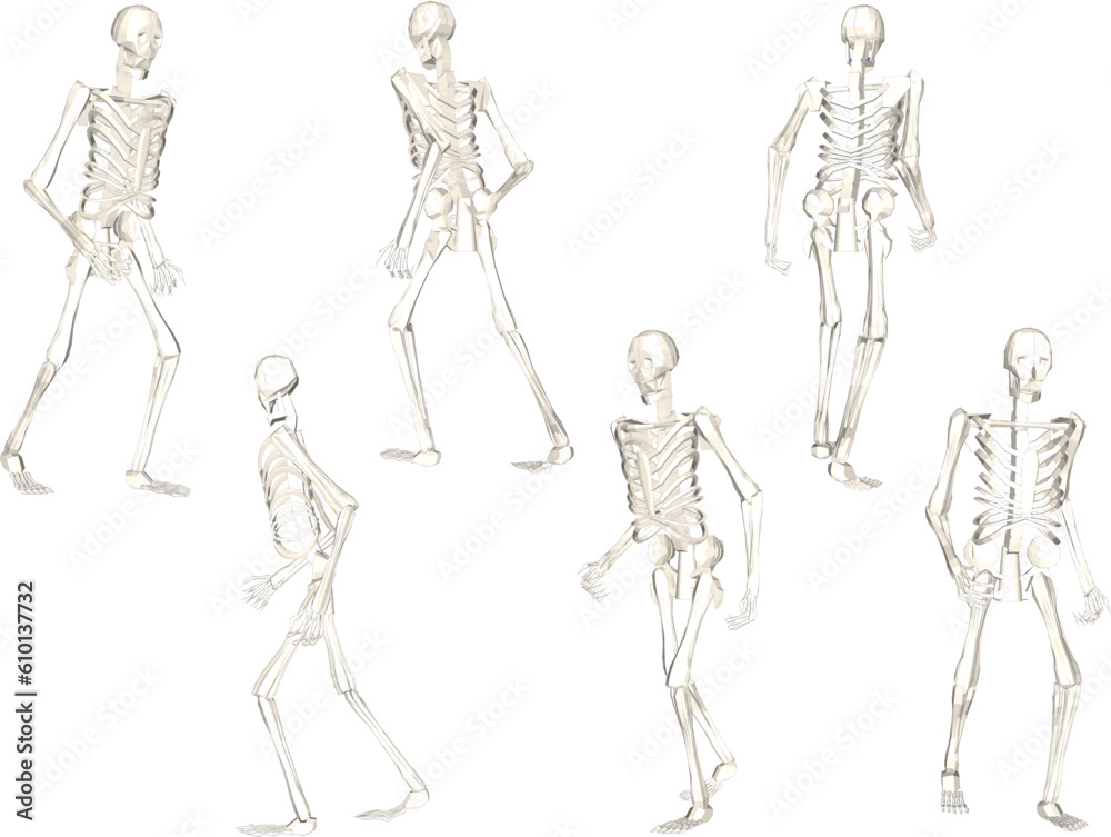 Vector sketch illustration of a running human skull cartoon Stock ...