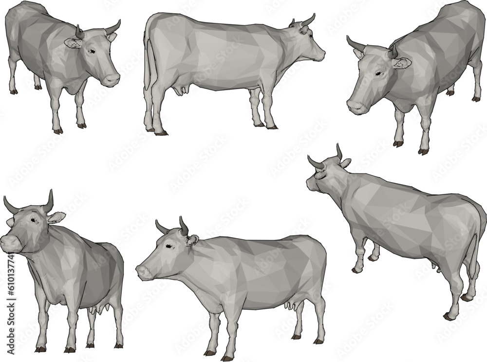 Vector sketch illustration of cartoon fat cow farm animal with lots of ...