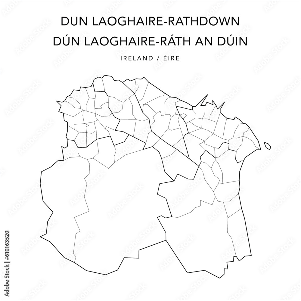 Vector Map of Dún Laoghaire-Rathdown (Dún Laoghaire-Ráth an Dúin) with ...