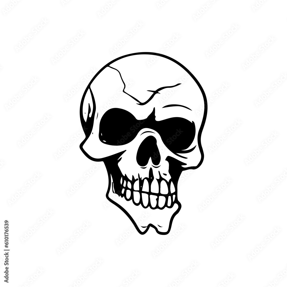 Vector de Stock human skull horror scary creepy hand drawn line art ...