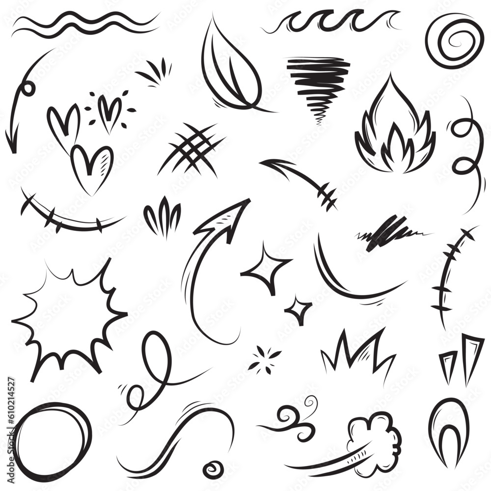 Image vectorielle Stock Vector set of hand-drawn cartoony expression ...