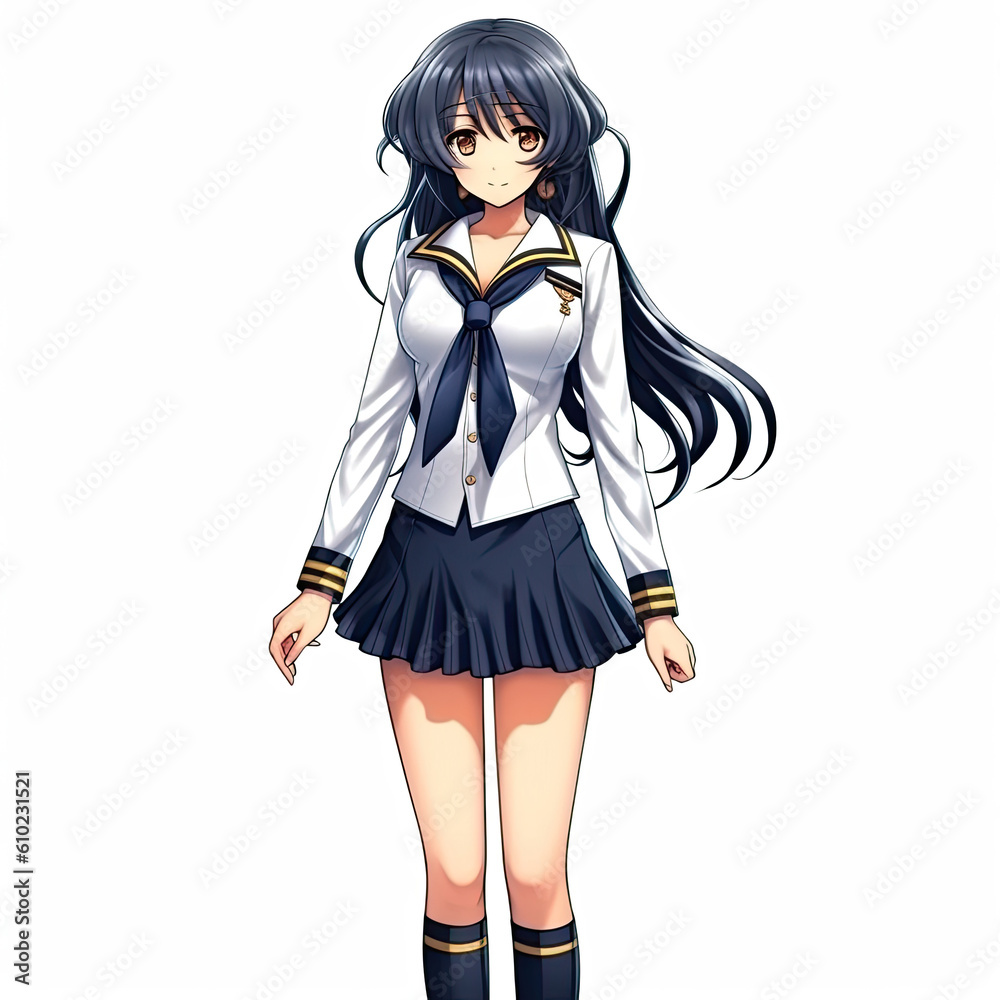 Anime-style depiction of a girl in a school uniform Visual novel ...