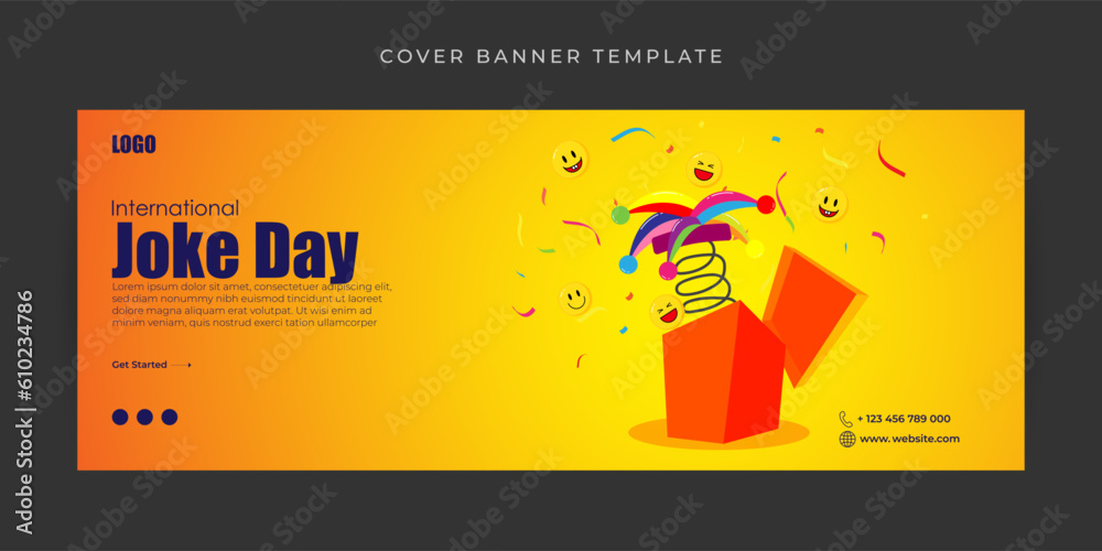 Vector illustration of International Joke Day Facebook cover banner ...
