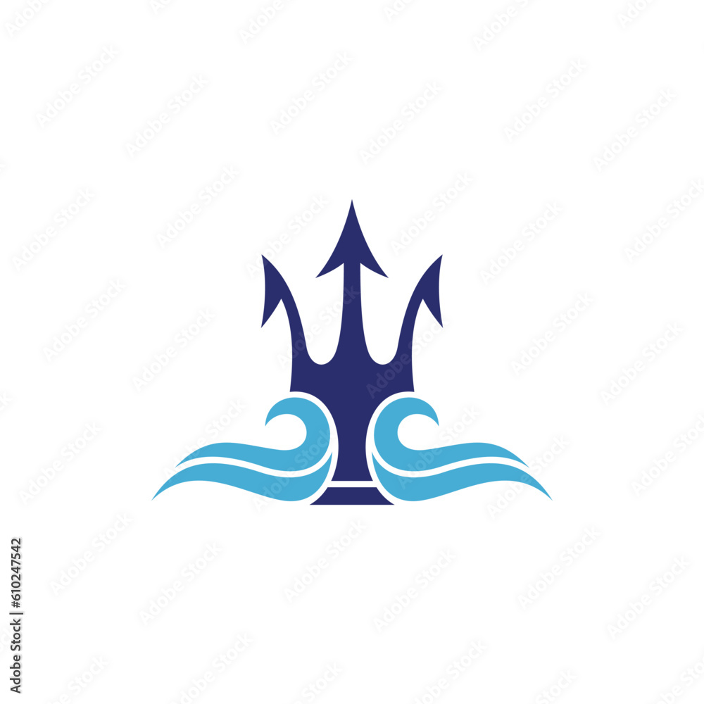 Trident and wave logo design concept Stock Vector | Adobe Stock