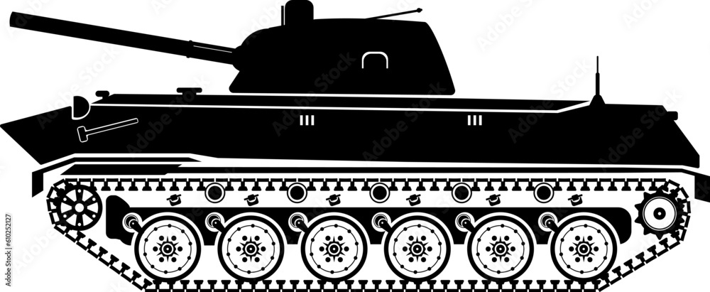 Black shape of Russian self-propelled mortar 2S9 Nona, isolated vector ...