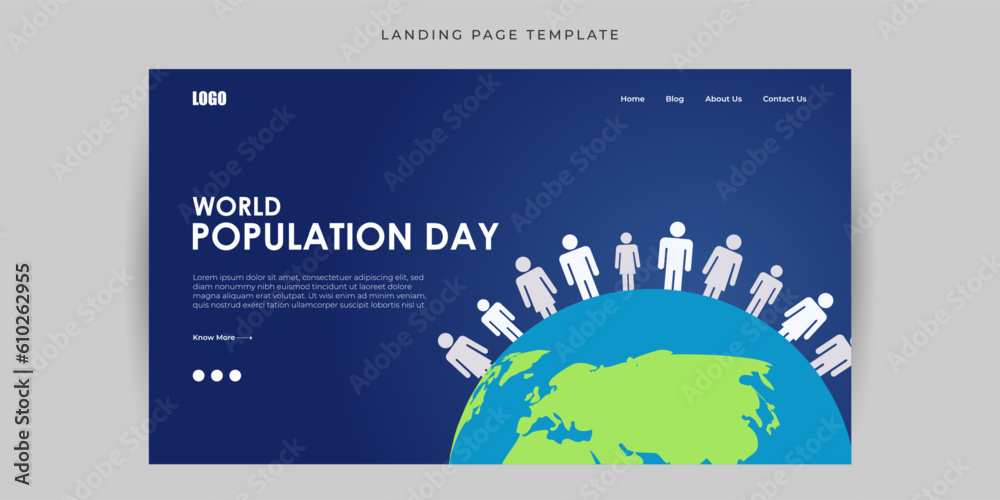 Vector illustration of World Population Day Website landing page banner ...