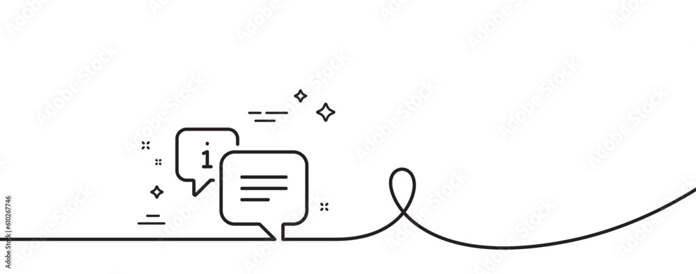 Information line icon. Continuous one line with curl. Info speech ...