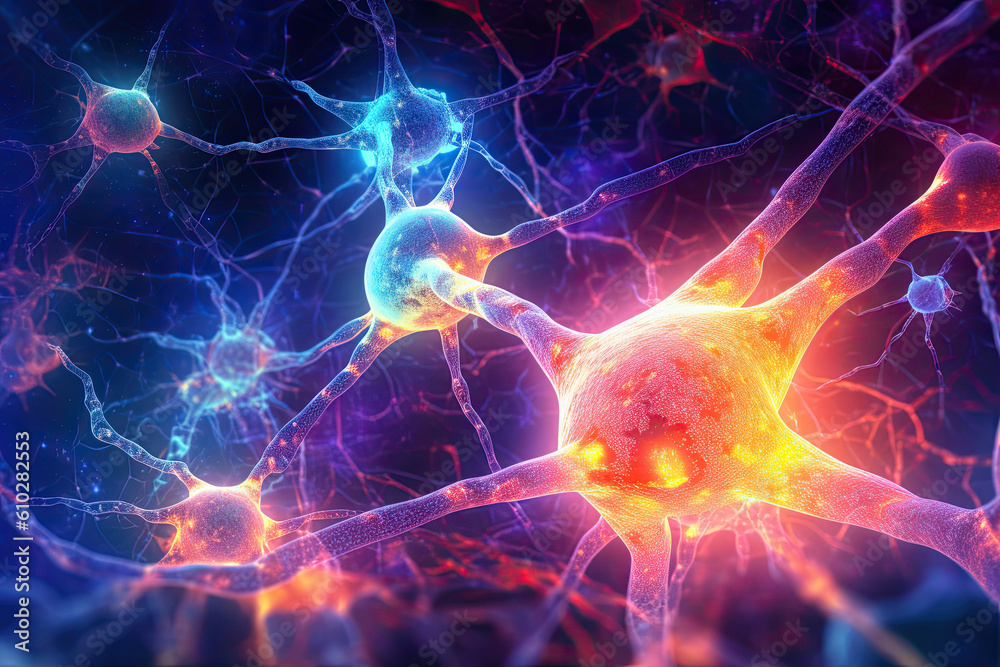 Microscopic photo of a human neuron in the brain to show the brain ...