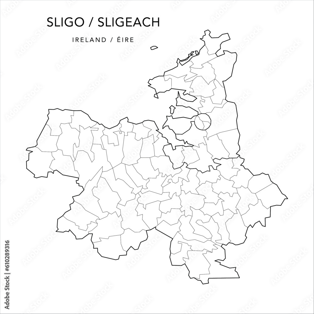 Vector Map of County Sligo (Countae Shligigh) with the Administrative ...