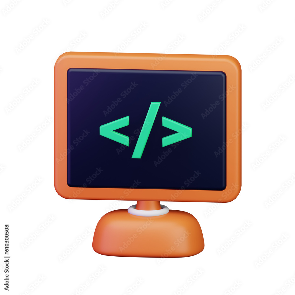 monitor head robot with syntax code for coding copilot programmer ai assistant concept 3d render ...