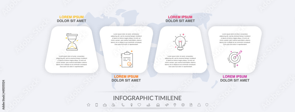Vector infographics with four white quadrilaterals elements. Modern ...
