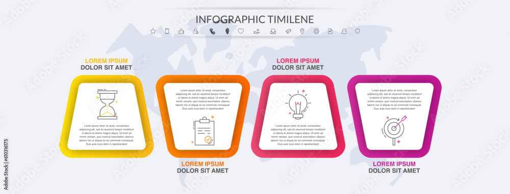 Vector infographics with four white quadrilaterals elements. Modern ...
