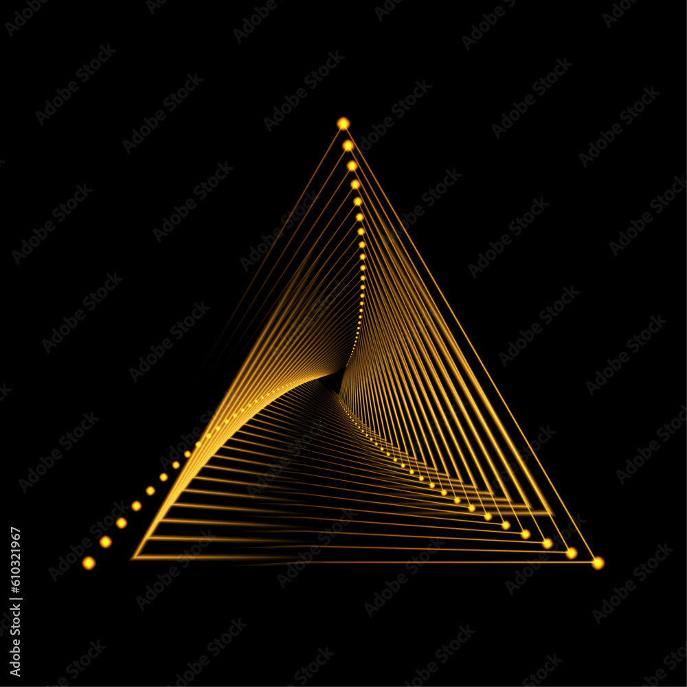 Triangle logo spiral perspective with rotation, fractal shape mystical ...
