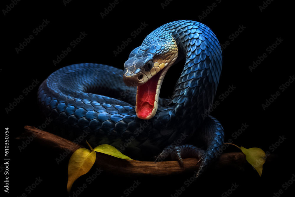 Cobalt Viper A sleek and agile reptile, its cobalt blue scales ...