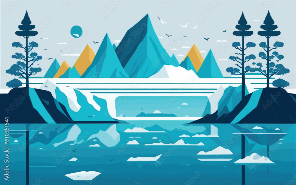 vector-style background image that conveys the impact of climate change ...
