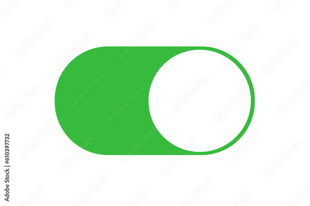 Green button to turn on and switch on. Symbol, sign and pictogram ...