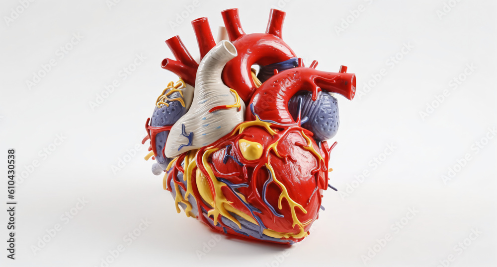 Human heart with red and blue veins and arteries, generative ai Stock ...