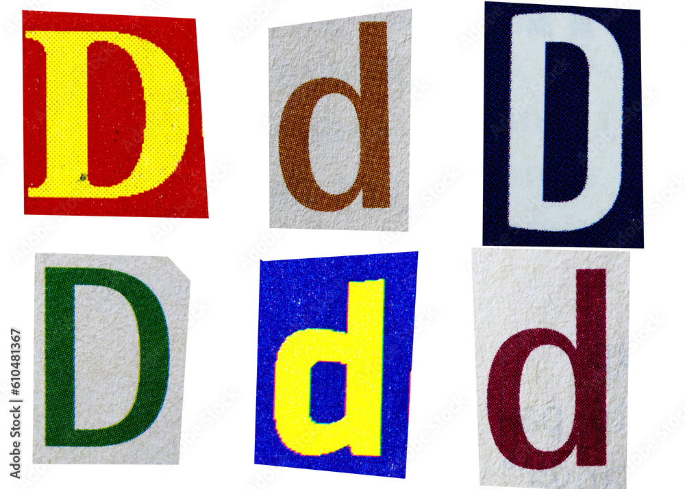 Letter d magazine cut out font, ransom letter, isolated collage ...