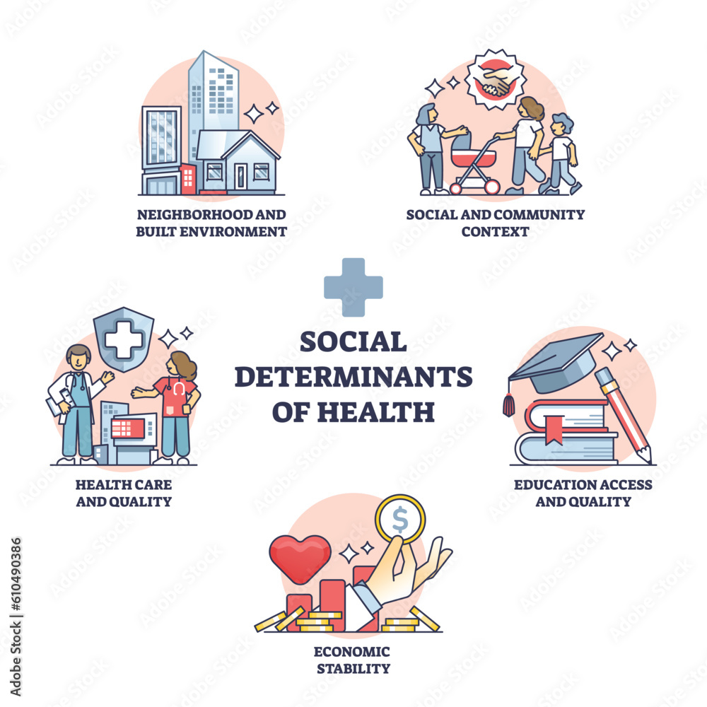 Vector de Stock Social determinants of health and environment impact ...