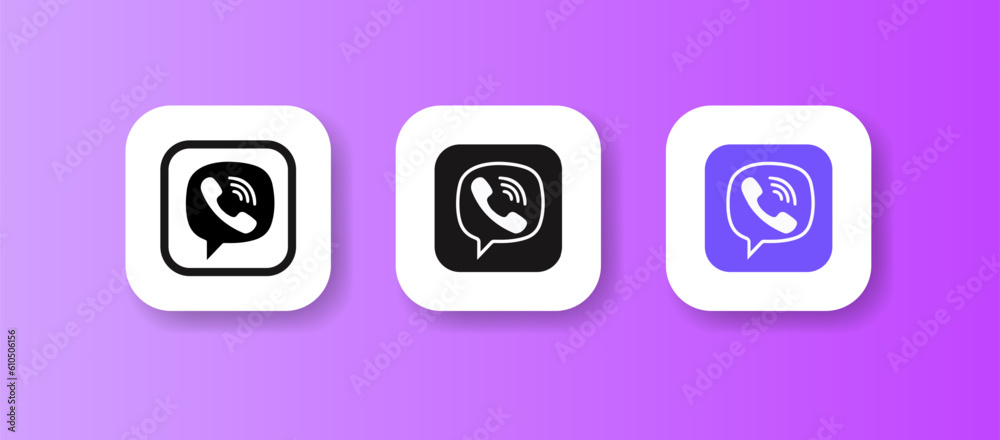 Viber. Different styles, color, viber logo set. Vector icons. social ...