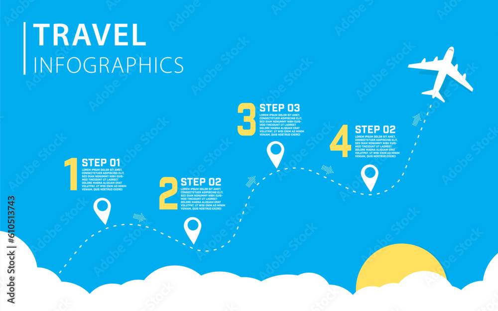 Infographic design template. Timeline concept with 4 options or steps ...